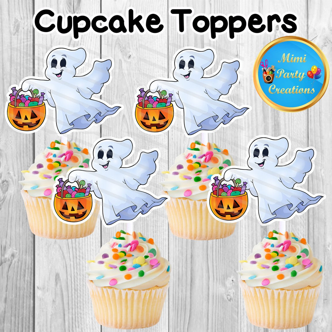 Halloween Ghost / Cupcake Toppers – Mimi Party Creations