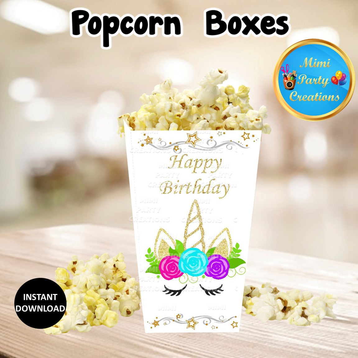 Digital Popcorn Boxes – Mimi Party Creations