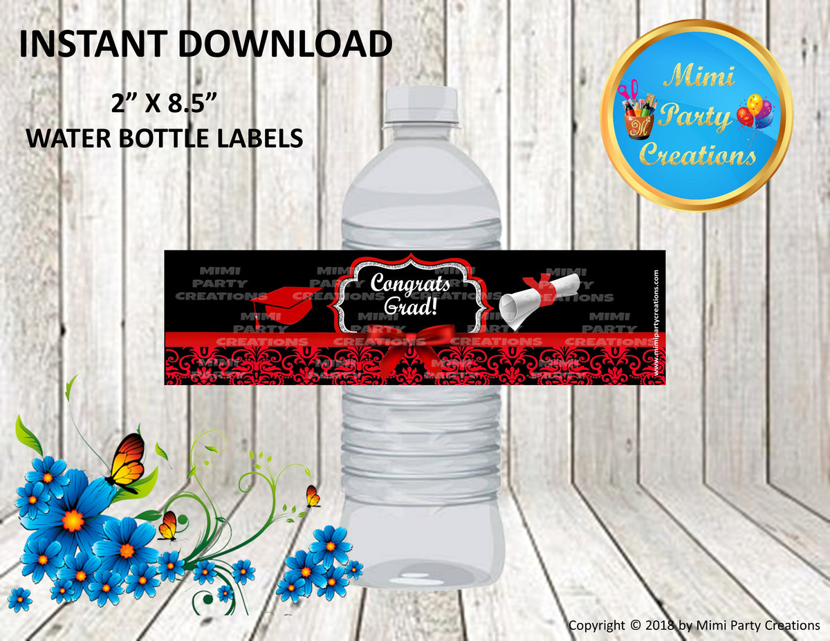 Graduation Water Bottle Labels - Congrats Grad! Design #01 – Mimi Party ...