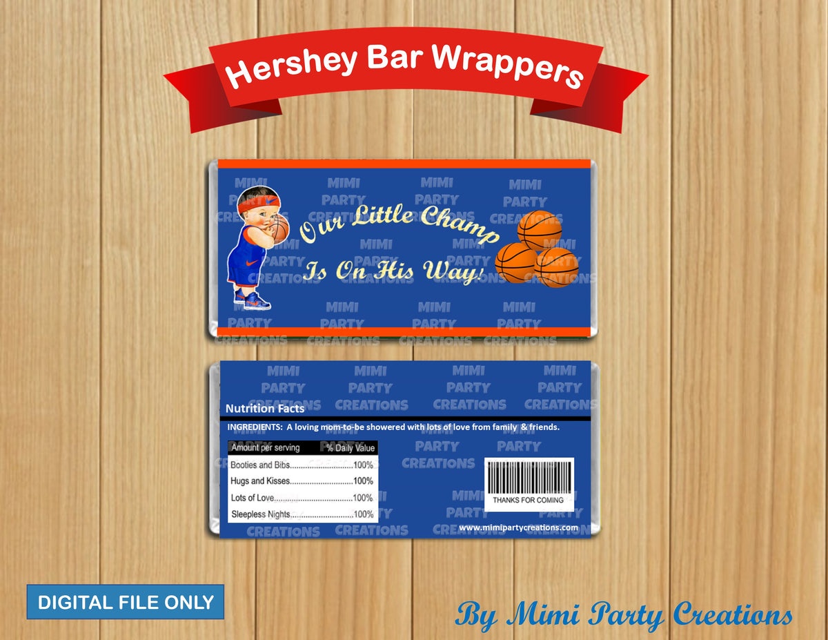 Our Little Champ Is On His Way! Design 2 - Hershey Bar Wrapper - Baby ...